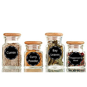 396 Printed Spice Jars Labels and Pantry Stickers: Chalkboard Round Spices Label 1.5" & Pantry Sticker 3” X 1.5” With Write-On Labels – Include a Numbered Reference Sheet – Waterproof & Tear-Resistant