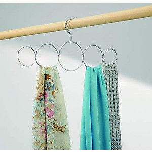 InterDesign Classico Scarf Closet Organizer Hanger, No Snag Storage for Scarves, Ties, Belts, Shawls, Pashminas, Accessories - 5 Loops, Chrome
