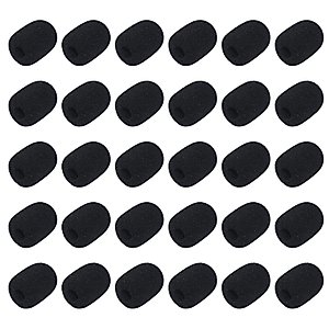30 Pack Black Mini Lapel Headset Microphone Windscreens Foam Cover