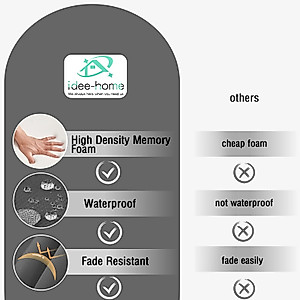 idee-home Outdoor Chair Cushions Set of 2, Outdoor Seat Cushions 19x19 Waterproof, Patio Chair Cushion Color Fastness with Ties Patio Furniture Garden Sofa Couch Pads