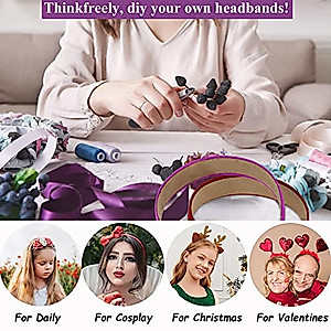 Wecoe 10 Pack Satin Headbands 1.3 Inch Wide Silk Headband Women Non Slip White Purple Red Blue Green Colorful Plain Head bands Hair Bands DIY Hair Accessories for Women Girls Accesorios Para Mujer