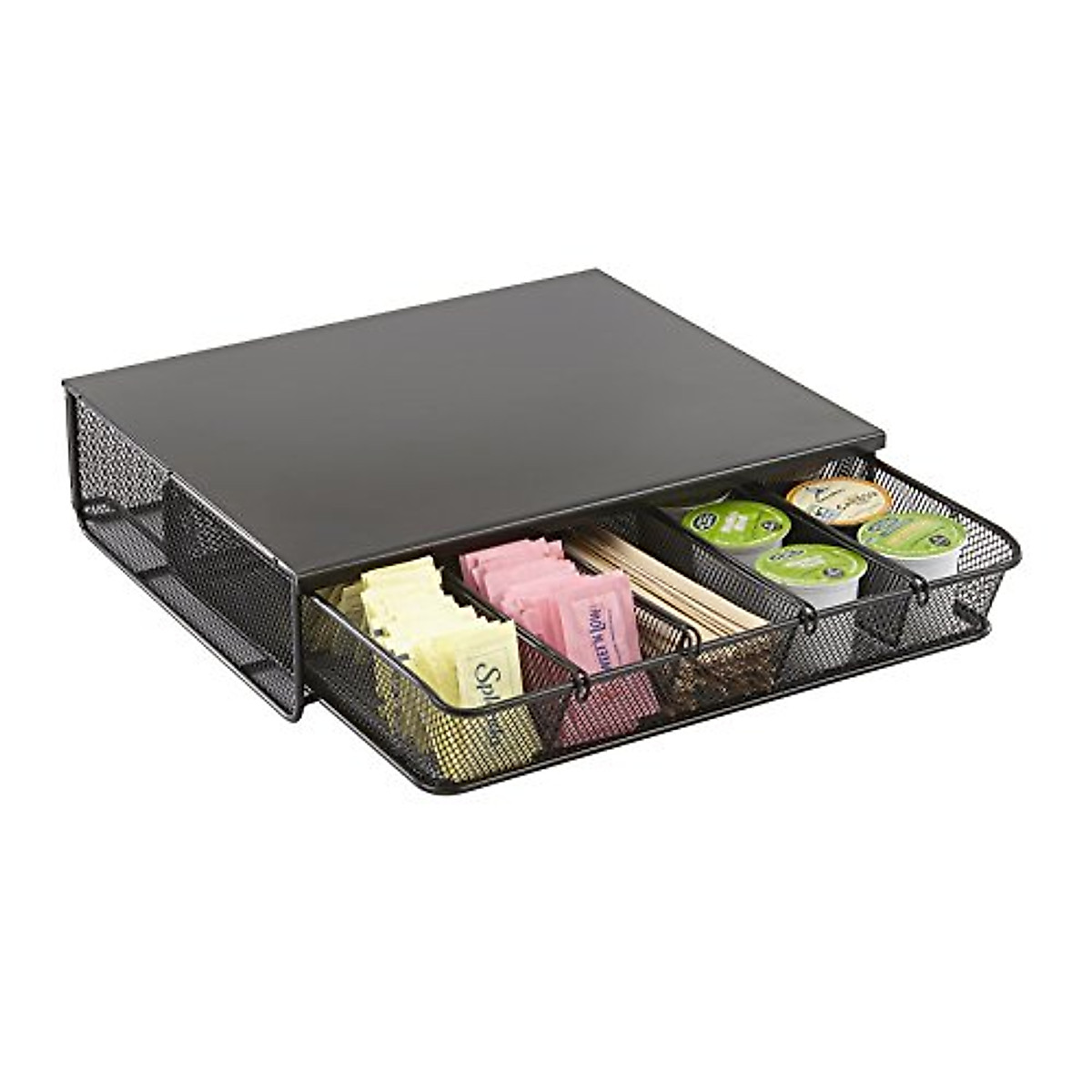 Safco Products 3274BL Onyx Mesh Hospitality Organizer, 1 Drawer, Black, 12 ½"W x 11 ¼"D x 3 ¼"H
