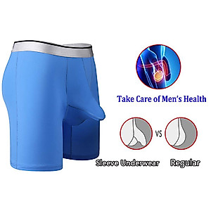 KAMUON Men’s Sexy Long Leg Silky Smooth Quick Dry Pouch Boxer Briefs Underwear (US L (Asian Tag 3XL), red)