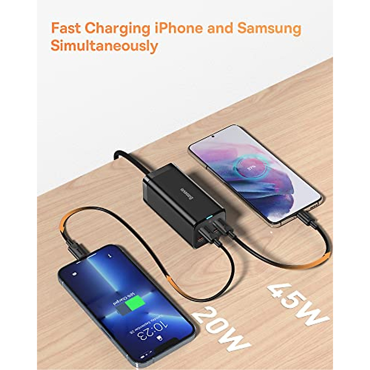 USB C Charger, Baseus 100W PD GaN3 Fast Wall Charger Block, 4-Ports [2USB-C + 2USB] Charging Station with 5ft AC Cable for Steam Deck,MacBook Pro/Air, USB-C Laptop, iPhone 13, Samsung Galaxy, etc