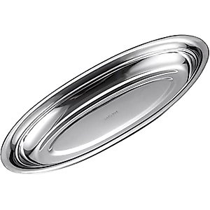 Hemoton Sizzle Platter Serving Platter Oval Fish Dish Stainless Steel Fish Plate Metal Food Serving Tray for Steaming Fish Dessert Meat Sushi Platter Silver Sizzle Platter Serving Platter 30.5CM