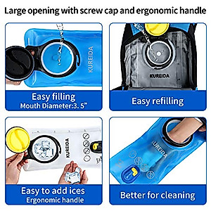 KUREIDA Hydration Bladder 2 Liter,Water Bladder with Insulated Tube,BPA Free,Leak Proof,Hydration Reservoir for Hiking,White and Blue.