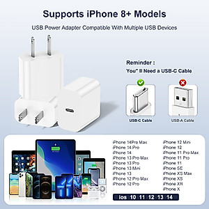 Phone Chargers for Apple iPhone 15 14 13 12 Fast Charger,USB C iPhone Charger Fast Charging Block Box Power Brick,3 Pack 20w Plug for iPhone 14 Pro Max Plus/13/12, iPad Pro,Samsung Galaxy S22 S21 S20