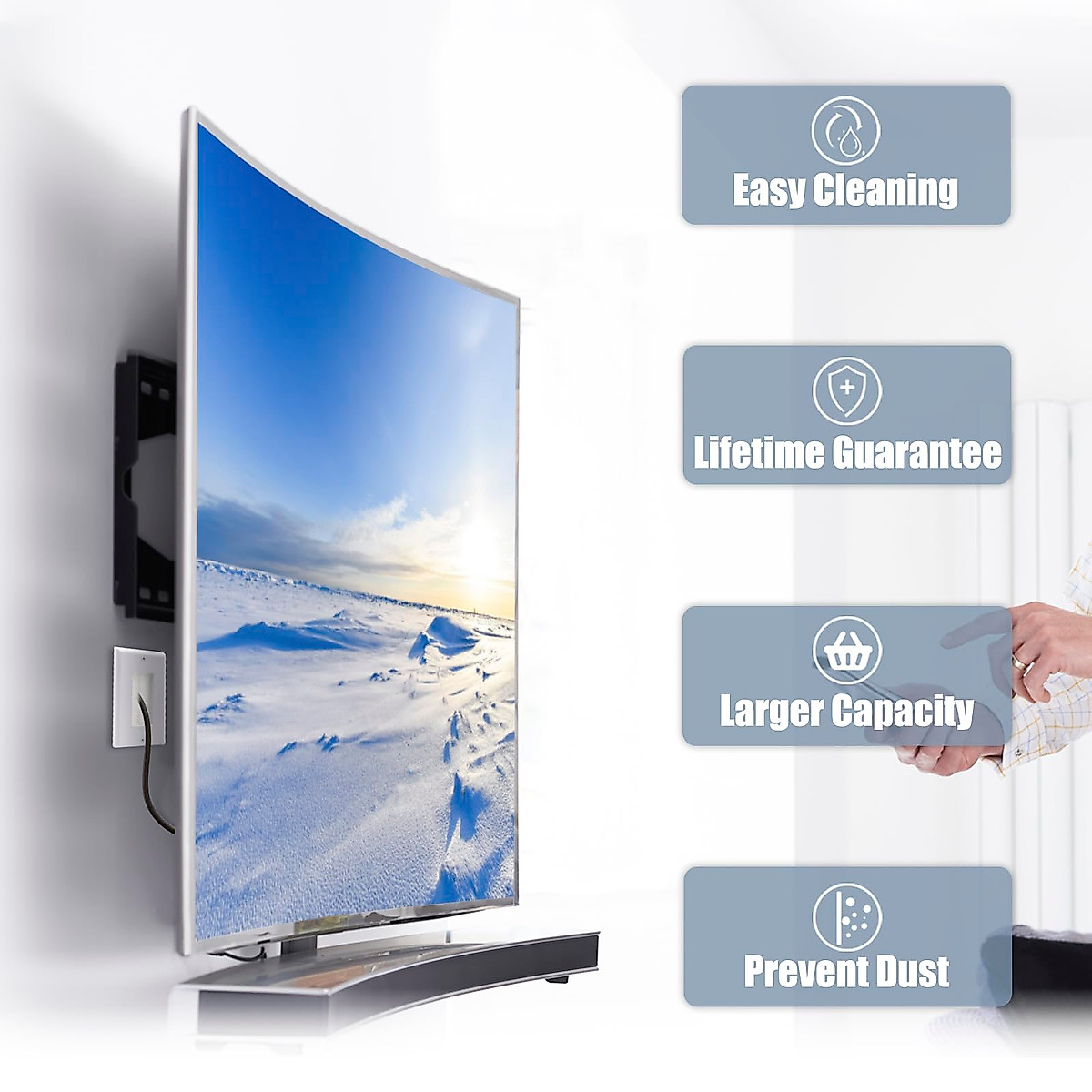 VCE Wall Plate Cable Pass Through with Bracket, Decorator Cover for Low Voltage Cables - White, 2-Pack