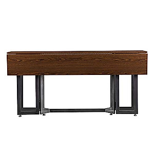 SEI Furniture Driness Drop Leaf Console to Dining Convertible Table, Dark Tobacco, Gunmetal Gray