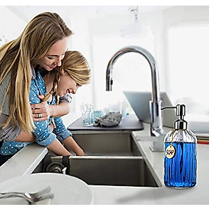 JASAI 18 Oz Clear Glass Soap Dispenser with Rust Proof Stainless Steel Pump, Refillable Liquid Hand Soap Dispenser for Bathroom, Premium Kitchen Soap Dispenser (Clear).