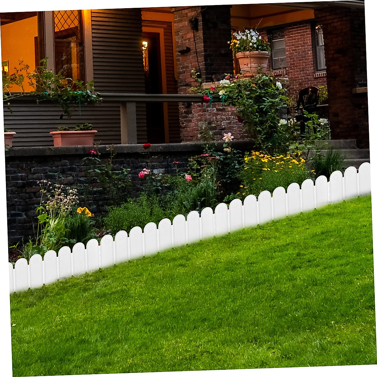 Happyyami 10 Pcs Outdoor Pet Fence Botanical Decor White Fence Pet Fences Garden Edging Plastic Fence Edgings Small Fence for Garden Dog Fence Outdoor Decorative Landscape Border Fringe Lawn