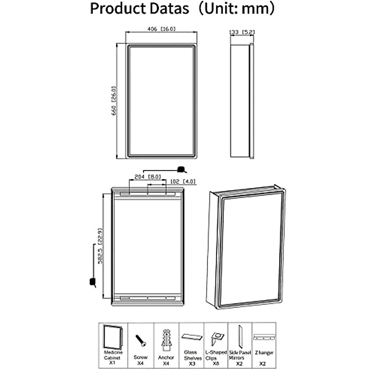 FOMAYKO Aluminum Bathroom Medicine Cabinet with Farmhouse Gold Framed 16x26 Inches Recess or Surface Mount Mirror Cabinet for Bathroom Toilet Kitchen
