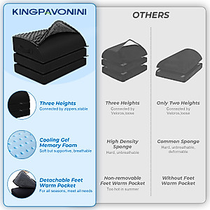 Foot Rest Under Desk for Office Use, Gel Memory Foam Foot Stool with 3 Adjustable Heights and Feet Warm Pocket for Back, Hip, Legs Discomfort Relief, Ergonomic Footrest for Office Chair & Gaming Chair