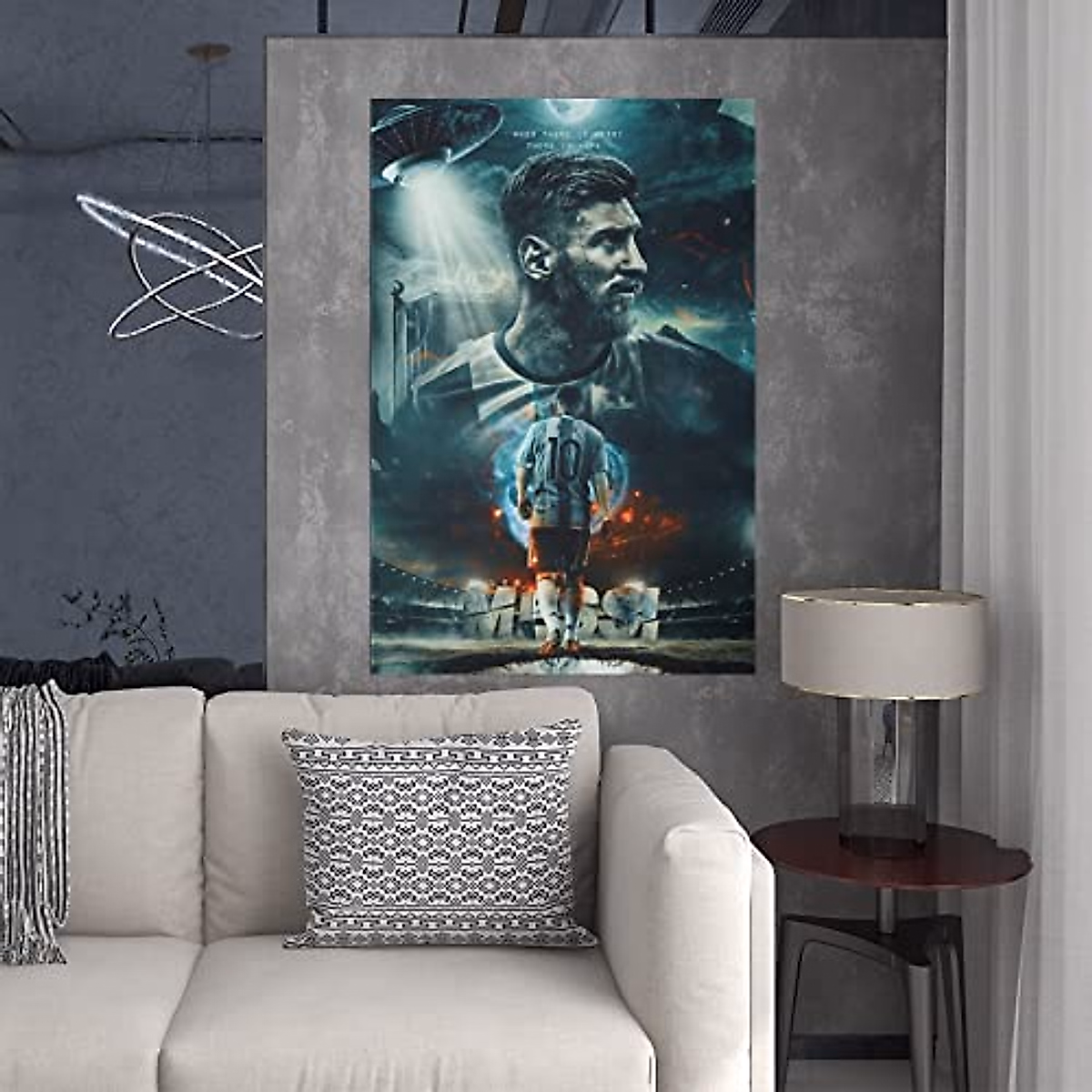 Kroity Football Stars Messi Canvas Poster Art Wall Decor (Unframed) (30cm×45cm) (12in×18in) for Living Room