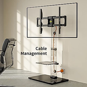 75 Inch TV Stand with Mount, Height Adjustable Swivel Floor TV Stand with Shelves for 32 37 43 49 50 55 60 65 70 75 inch LCD LED TVs, TV Stand for Bedroom, Living Room & Corner