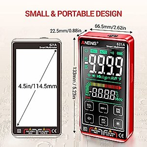 ANENG Digital Multimeter Tester Smart Touch TRMS Auto-Ranging 9999Counts Rechargeable anti-burning Ohm Amp VoltMeter With NCV,DC/AC Current,Voltage,Resistance Diodes,Continuity,Capacitance,Temperature