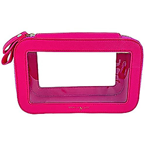 Makeup by Gray TSA Approved Toiletry Bag for Women, Clear Makeup Bag, Heavy Duty Cosmetic Bag for Traveling- Water Resistant, Luxury Vegan Leather (Hot Pink)