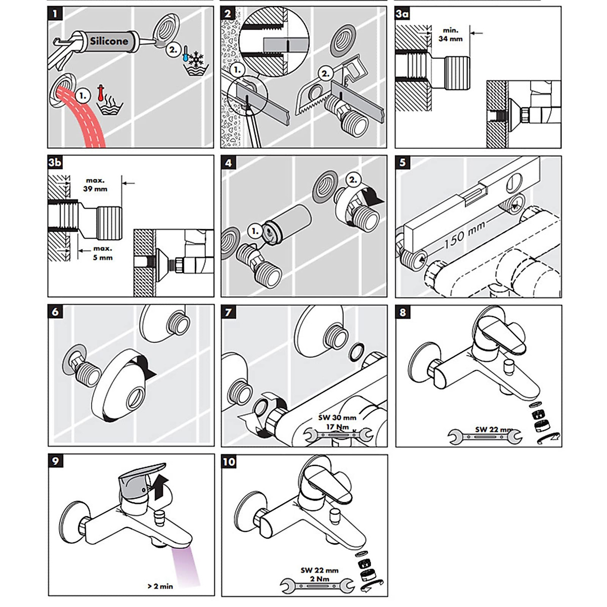 IEEONCNON Bathtub Faucet with Sprayer,Shower Mixer,Hot and Cold Bathtub Faucet to Shower Converter,Shower Mixer,Brass Bathtub Faucet,Wall Mounted Faucet
