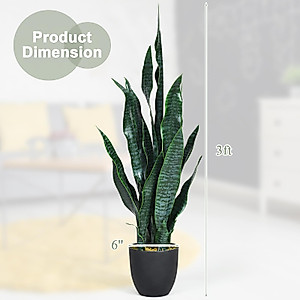 Goplus Fake Snake Plant, 2 Pack 36" Tall Artificial Potted Floor Plant, Large Faux Sansevieria Plant with 6'' Pot and 20pcs Leaves for Living Room House Modern Office Indoor Decor