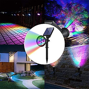 RGB Solar Spotlights Landscape Lights Outdoor 2-in-1 LED Spot Lights IP65 Waterproof Tree Lights Dusk-to-Dawn Solar Powered Security Wall Lamp for Garden Yard Floor Pathway Patio (7 Changing Colors)