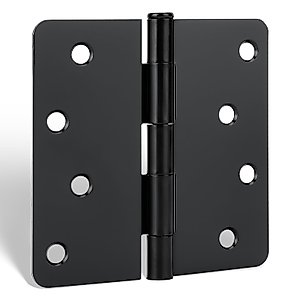 goldenwarm 3Pack Door Hinges 4 Inch Matte Black Door Hinges Rounded Exterior Door Hinges Interior Door Hinges Black Matte 4" X 4" with 1/4'' Radius Corners