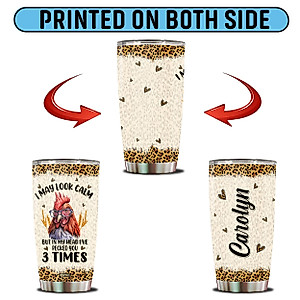 WONWIX Personalized Chicken Tumbler Funny Rooster Gifts for Women Insulated Stainless Steel 20oz With Lid Travel Cup Coffee Mug Water Bottle Gift for Her Girl Friends