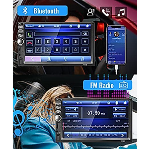 Car Radio Double Din Car Stereo, Rimoody 7 Inch Touch Screen Car Radio with Bluetooth Mirror Link USB FM Radio Audio Receiver Head Unit with Backup Camera Remote Control