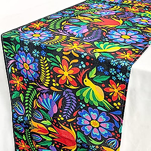 Mexican Table Runner Day of The Dead Decorations, , UNIIDECO Ofrenda Dia De Los Muertos Table Decorations, Fiesta Home Dining Room Kitchen Table Runner Decor (Birds and Flowers)