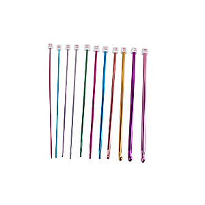 Long Tunisian Afghan Crochet Hooks Set 11 Packs 10.6" Colorful Aluminum Knitting Needles(2mm to 8mm) by Wadoy