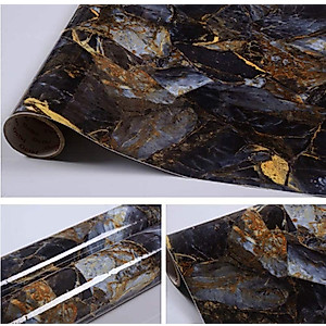 Self Adhesive Sapphire Look Marble Gloss Film Contact Paper Shelf Liner Drawer Cabinet Sticker 15.6inch by 78inch