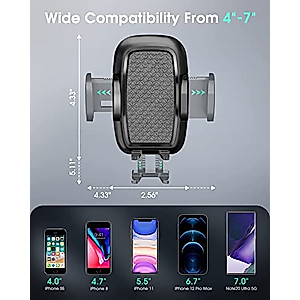 FEGO Cup Phone Holder for Car, [Height Adjustable Pole], Never Shake & Bumpy Roads Friendly Car Phone Holder Mount, Hands-Free Cup Holder Phone Mount Compatible with iPhone Samsung and All Cell Phones