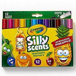 Crayola Silly Scents Scented Markers, Washable Markers, 12 Count, Gift for Kids