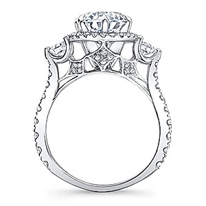 Shree Diamond 1.50 Carat Round Diamond Moissanite Engagement Ring Wedding Ring Eternity Band Vintage Solitaire Halo Hidden Prong Setting Silver Jewelry Anniversary Promise Ring Gift (4)