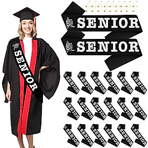 SKJIAYEE 18 Pack Class of 2025 Senior Sashes, Black Satin Finally Graduated Sash with Silver Printing Letters Cheerleader Senior Sash for Class of 2025 Graduation Party Celebrations Supplies