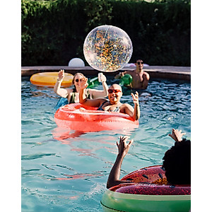 Coconut Outdoor Jumbo Glitter Beach Ball - Large 27 Inch Inflatable Beach Ball - Great for Summer Parties & Swim Events