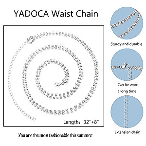 YADOCA 5Pcs Belly Chain Jewelry For Women Layered Waist Chain Gold Boho Rhinestone Pearl Adjustable Body Chain Jewelry for Summer Beach Bikini Rave