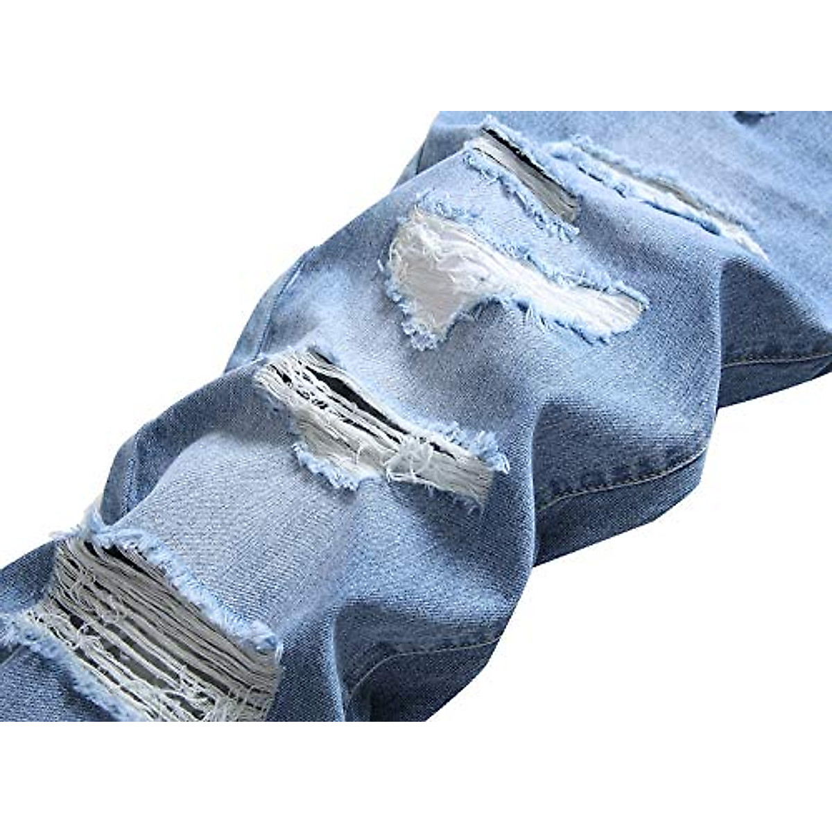 DANT BULUN Men's Ripped Distressed Destroyed Slim Fit Straight Leg Denim Jeans (38, Light BlueLY005)