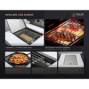 Mont Alpi 44-Inch MAi805-D45FC Deluxe 45 Degree 6-Burner 115000 BTU Stainless Steel Island Outdoor Kitchen Gas Barbecue Grill w/Lockable Compact Refrigerator Wine Cooler Beverage Center