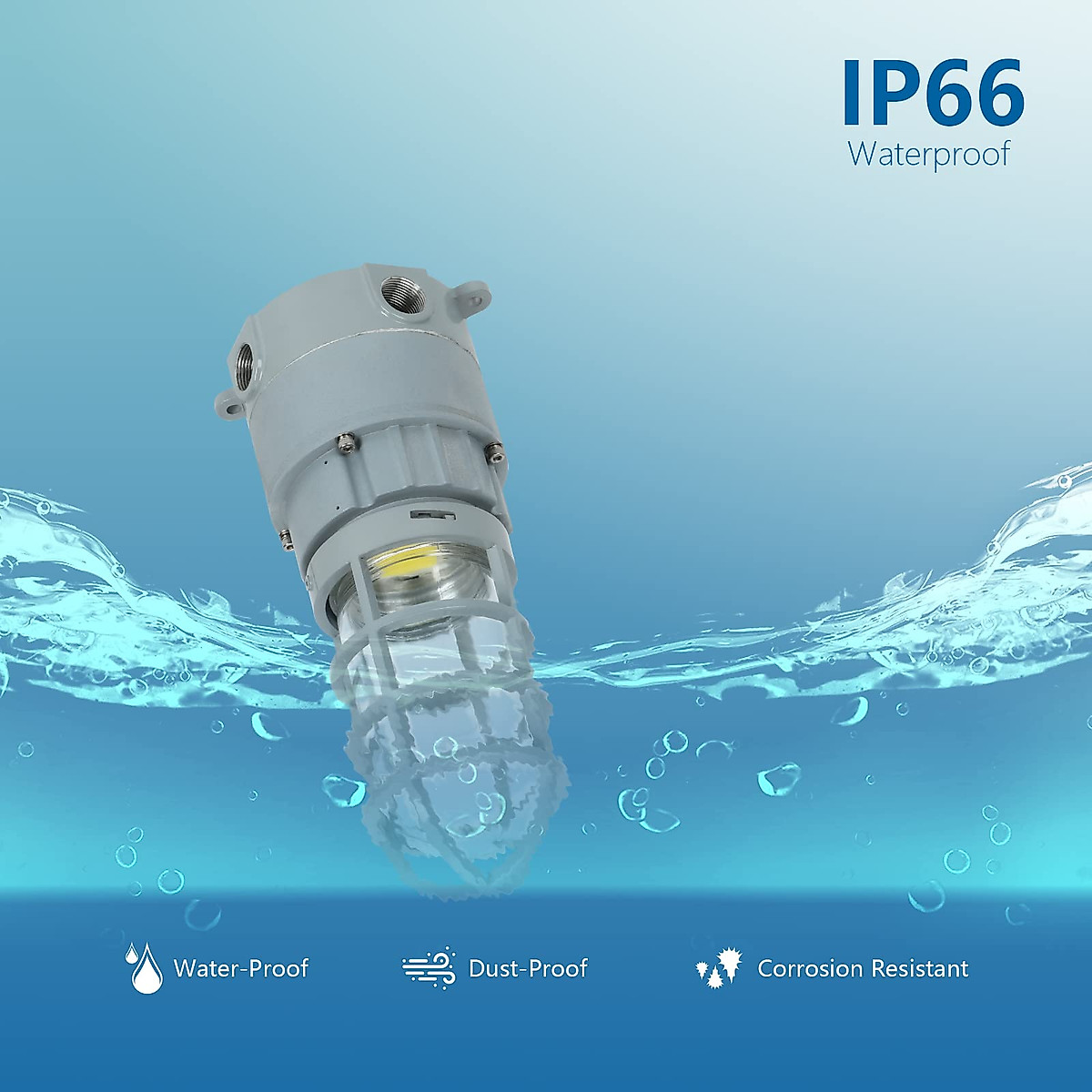 Sokply LED Explosion Vapor Proof Light UL844 Certified 20W 2800LM Dimmable (80W HPS Eqv.), Class I Division II Hazardous Locations Industry Luminaires AC100-277V IP66 Waterproof, O Series