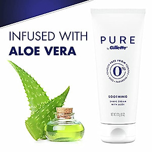 Gillette ProGlide Mens Razors 8 Razor Blade Refills Plus Gillette PURE Mens Soothing Shaving Cream with Aloe, 6 oz