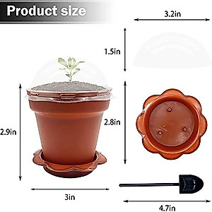 PURPLE STAR 1N 30 Pack Cupcake Plant Nursery Pots with Humidity Dome-Small Plastic Flower Pots with Saucers and Shovel for Indoor Outdoor Seedling Succulent Vegetable