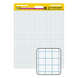 Post-it Super Sticky Easel Pad, Great for Virtual Teachers and Students, 25 x30 Inches, White with Grid, 30 Sheets/Pad, 4 Pads/Pack (560 VAD 4PK)