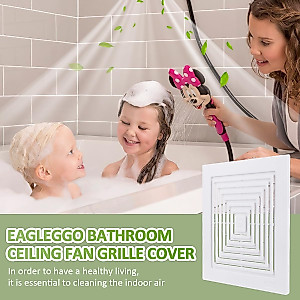EAGLEGGO S97011723 Bathroom Ceiling Fan Grille with Springs for Square Ceiling or Wall-Mount Exhaust Fan Replacement Vent Cover Fits Models 663 670 671 675 688 689 Ventilation Fan (9-1/4" x 9")
