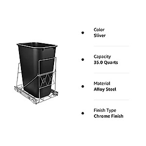 GRIKODA Pull Out Trash Can Under Cabinet, Kitchen Adjustable Sliding Waste Bin Frame,Trash Can Not Included