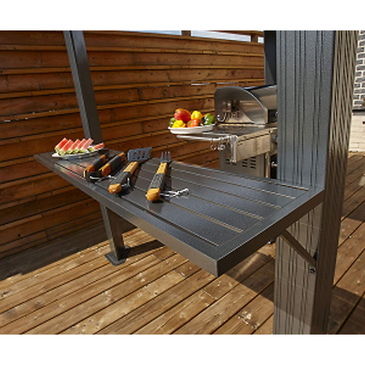 Sojag 5' x 8' Mykonos BBQ Grill Gazebo Outdoor Weather-Resistant Aluminum Frame Shelter Dark Grey