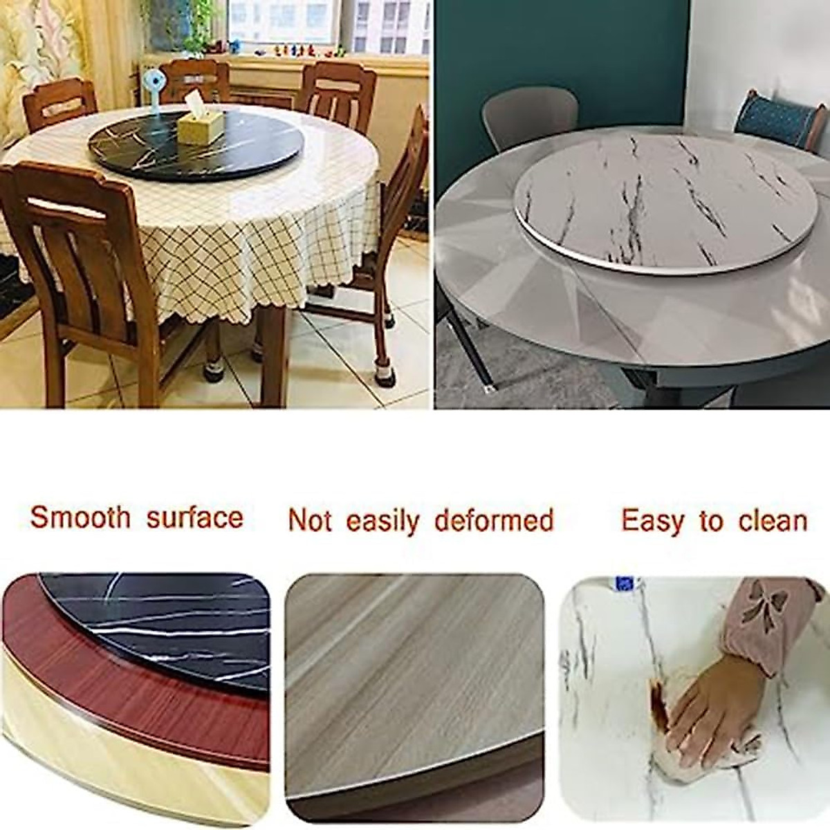 EMENAR Dining Table Rotating Tray Wooden Lazy Susan Tabletop Organizer Large Round Rotating Plate 20in 24in 27in 30in 36in 40in (Color : Marble white, Size : 100cm/40")