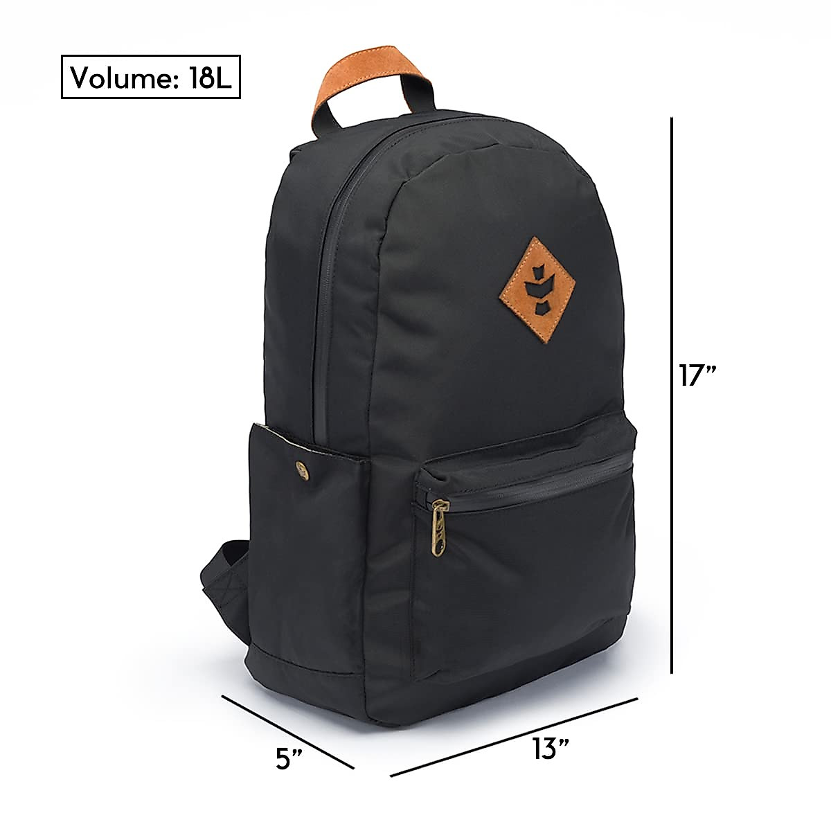 Revelry Supply Explorer Smell Proof and Water Resistant Medium Size Travel Backpack - 18 L (Black)