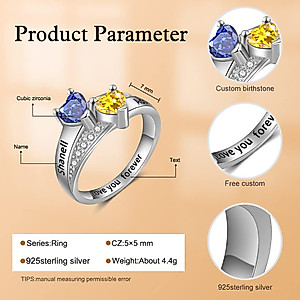 Jewelstruck Gifts for Mom Personalized Mothers Rings Birthstone Rings for Women Engagement Promise Rings for Her Family Anniversary Birthday Gifts for Women Grandma Mom Wife