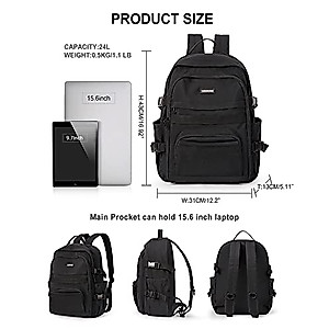 School Backpack for Teens Girls Boys,Middle High School Bookbag Casual Travel Daypack,Waterproof College Rucksack with laptop compartment Small Lightweight Business for Hiking for Women Men Black
