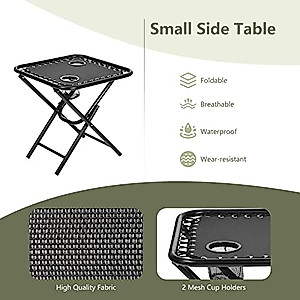 HAPPYGRILL Zero Gravity Lounge Chairs Set with Coffee Table, Folding Reclining Chairs with Side Table and Pillow, 3 Pieces Adjustable Patio Lawn Recliner Set for Outdoor Garden Camp Travel